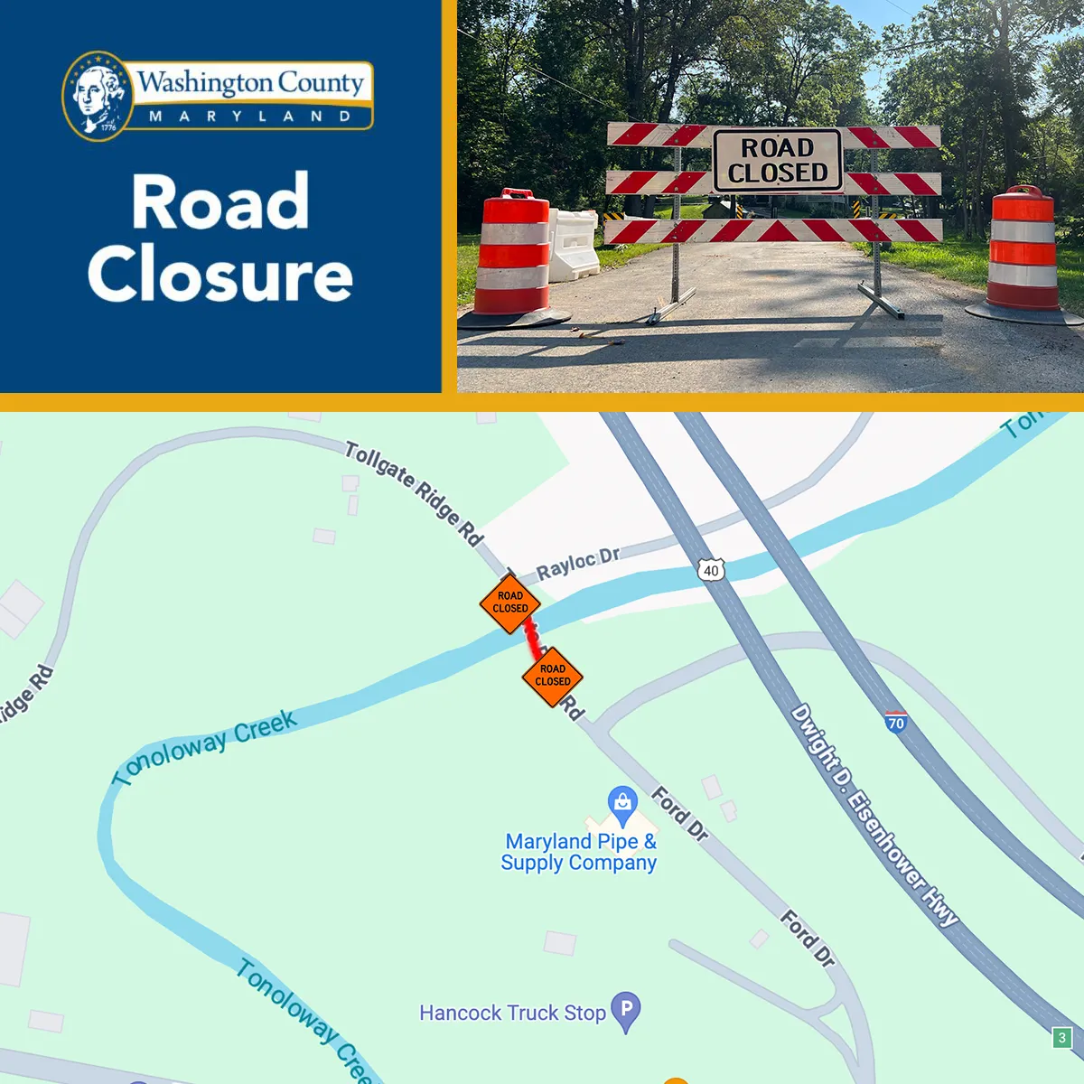 TRAFFIC ALERT: Bridge Closure on Ford Drive/Tollgate Ridge Road ...