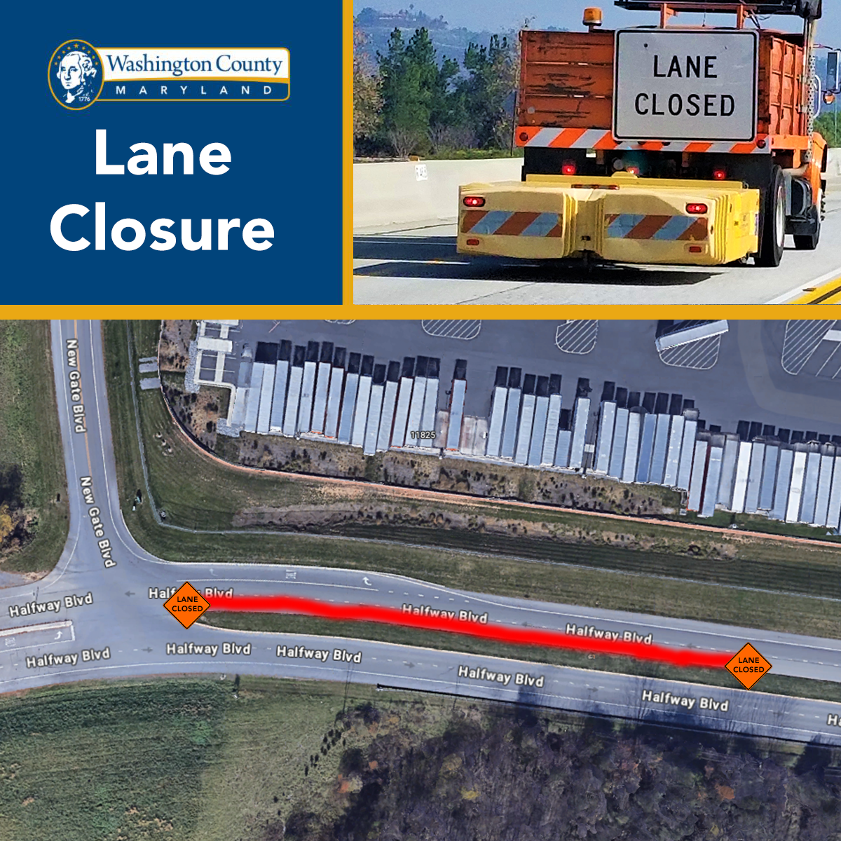 TRAFFIC ALERT: Lane Closure on Halfway Blvd - Washington County