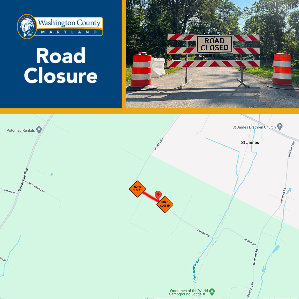TRAFFIC ALERT: Road Closure on Jordan Road - Washington County