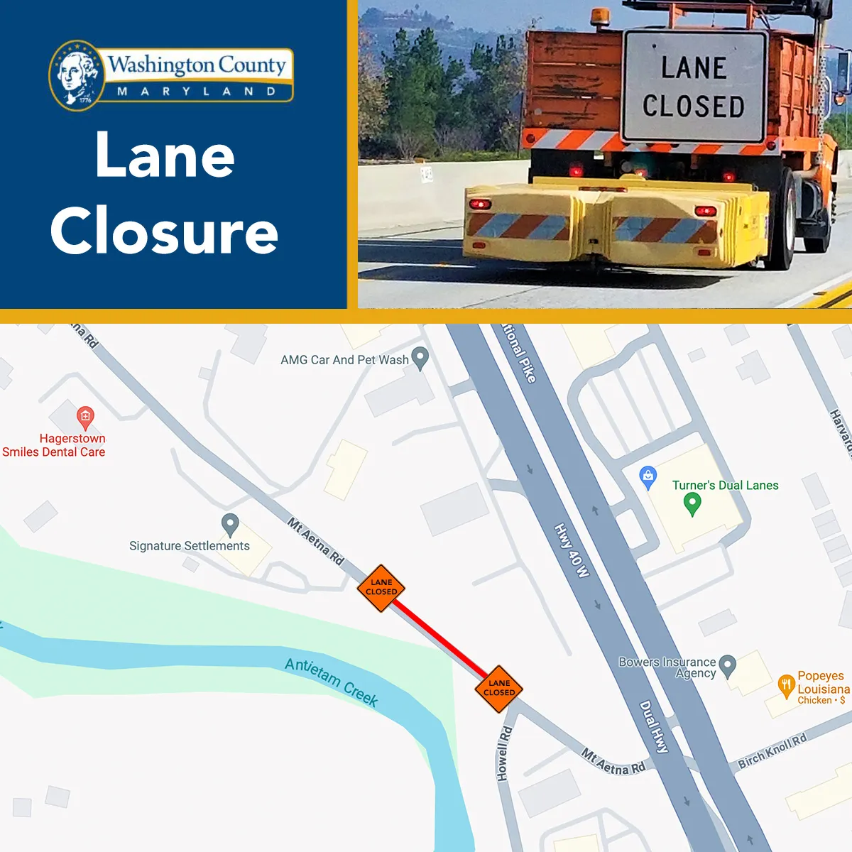 TRAFFIC ALERT: Mt Aetna Road Lane Closure - Washington County