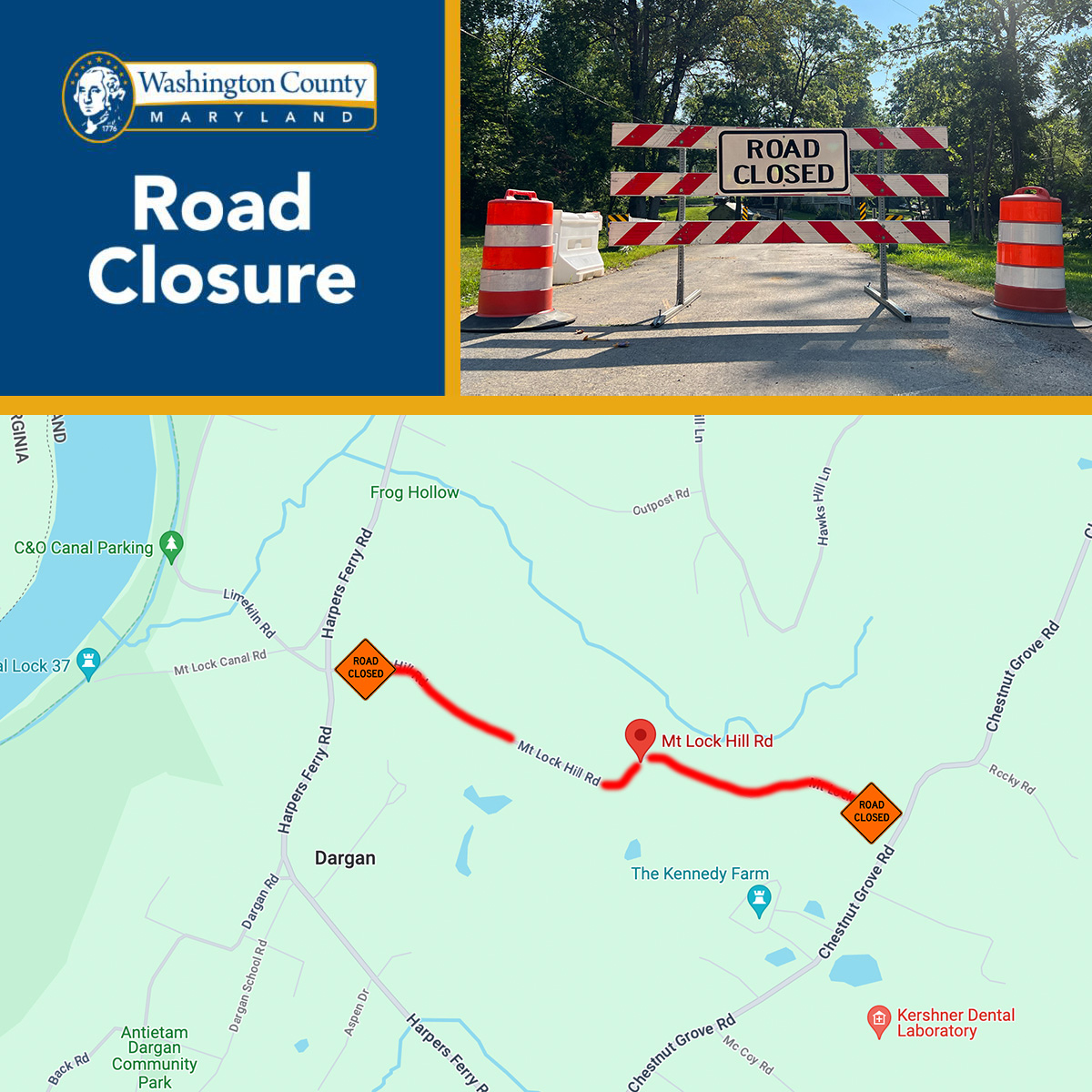TRAFFIC ALERT: Road Closure on Mt Lock Hill Road - Washington County