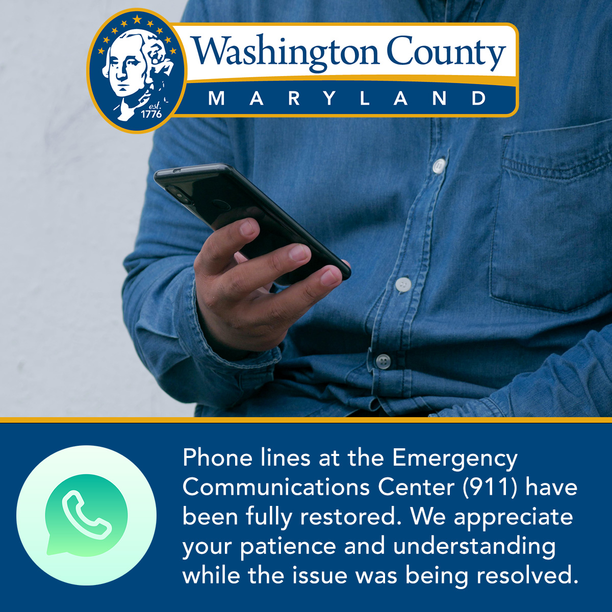 911 Phone System Issues Have Been Resolved - Washington County