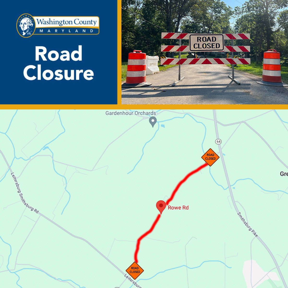 TRAFFIC ALERT: Road Closure on Rowe Road - Washington County