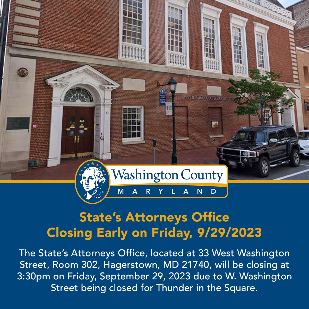 State’s Attorneys Office Closing Early on Friday, 9/29/2023 ...