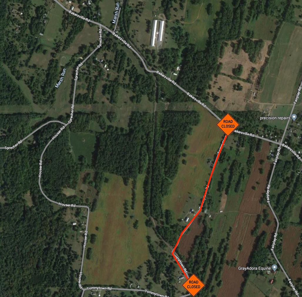 TRAFFIC ALERT: Road Closure on Tommytown Road - Washington County